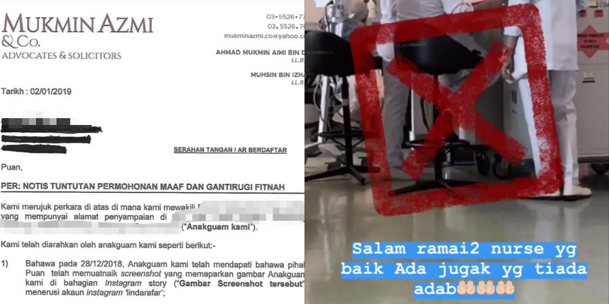 Selebriti Dituntut Permohonan Maaf Dan Ganti Rugi Isu Fitnah Jururawat