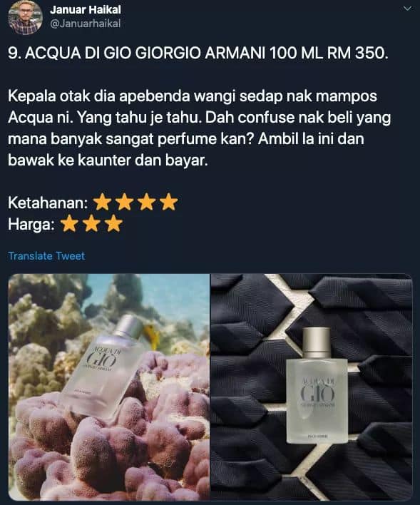 Senarai 30 Jenama Perfume Bau Paling Wangi, Tahan Lama Untuk Lelaki