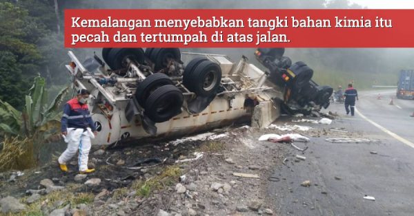 Pemandu Maut, Lori Bawa Muatan Bahan Asid Terbalik