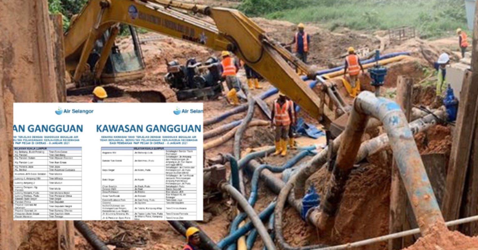 Gangguan Bekalan Air Tidak Berjadual Di 121 Kawasan Di Wilayah KL, Petaling Dan Hulu Langat