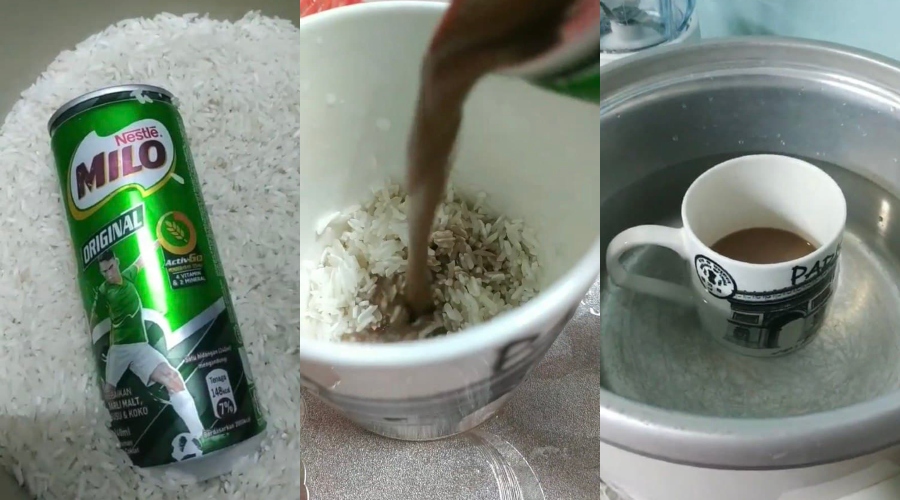 "Jangan Cuba Resepi Ni Di Rumah", Lelaki Ini Buat Nasi Milo Dalam Cawan