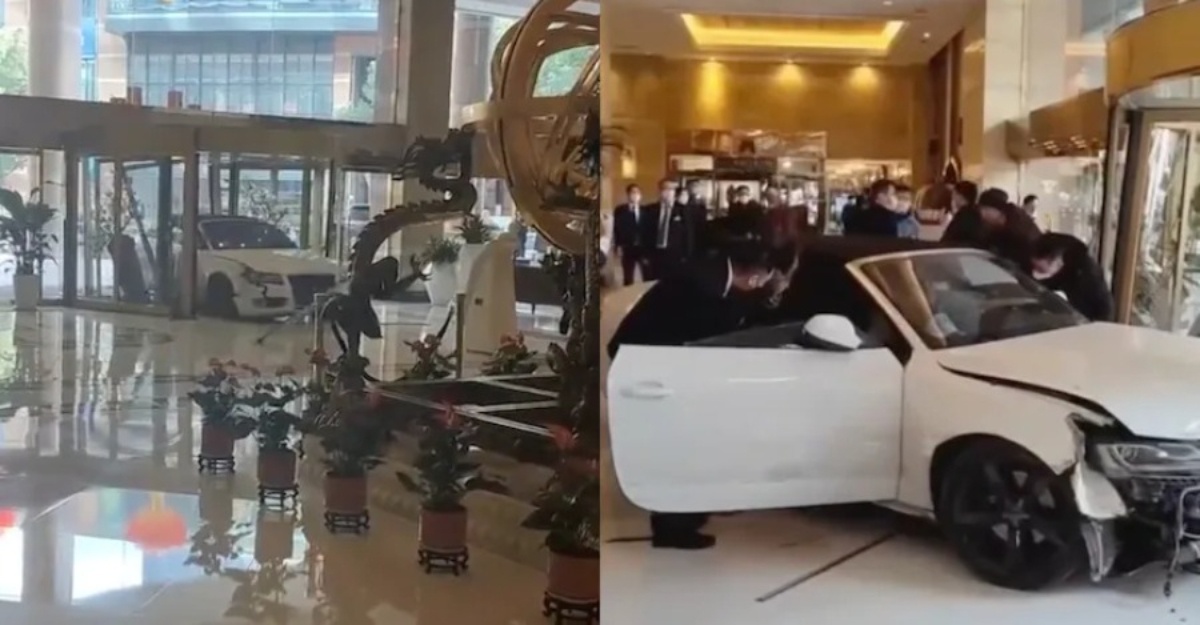 Tak Puas Hati Dengan Staf Hotel, Lelaki Nekad Pandu Kereta Rempuh Lobi ...