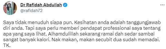 Teguran Buat Khairul Aming: Dr Rafidah Mohon Maaf