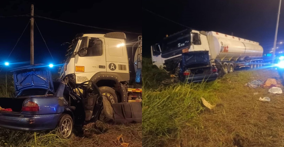 Dua Beradik Maut Kereta Dirempuh Lori Tangki