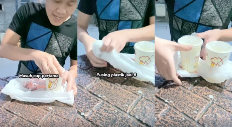 Putar Bentuk Nombor 8, Ini Trik Air Tidak Tumpah Dalam Plastik