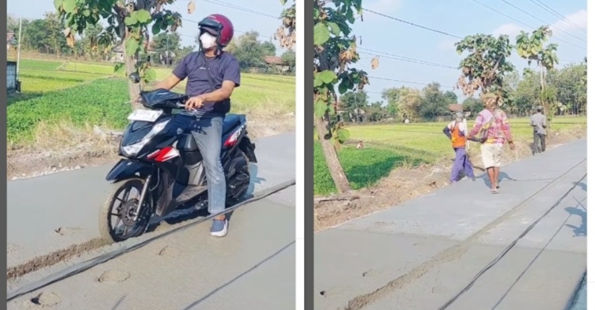 Penunggang Motosikal Degil Selamba Redah Jalan Baru Diturap Kena Kejar ...