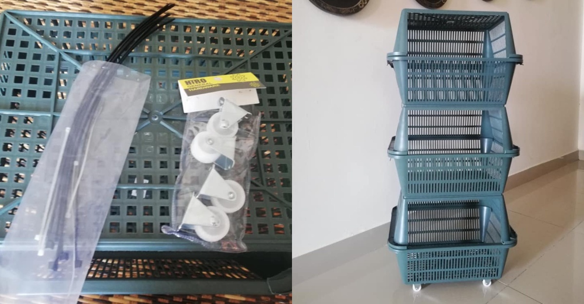 Mudah & Jimat, Ini Cara DIY Bakul Jadi Rak Letak Baju & Mainan