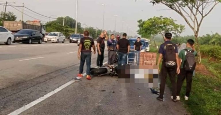 Pelajar Sekolah Maut, Motosikal Ditunggang Rempuh Lori Buat Pusingan U Sebelum Meletup