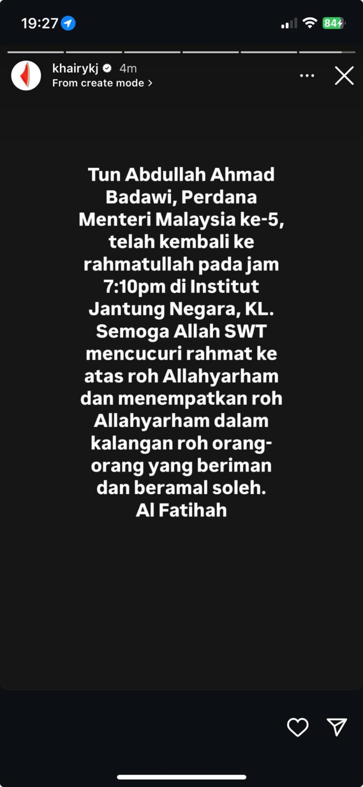 Tun Abdullah Ahmad Badawi Meninggal Dunia