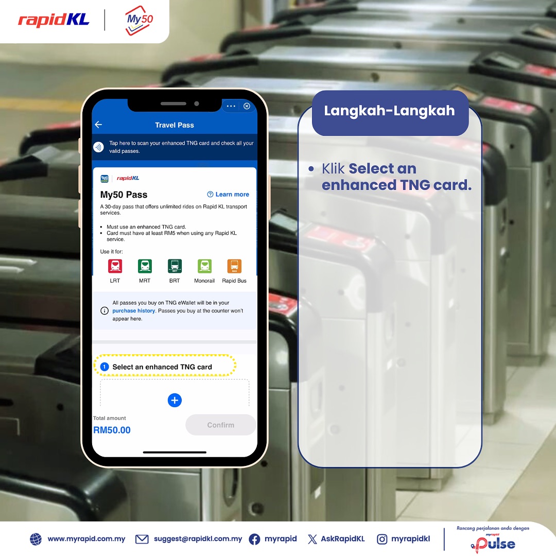 Langkah-Langkah Beli Pas My50 Guna TNG eWallet