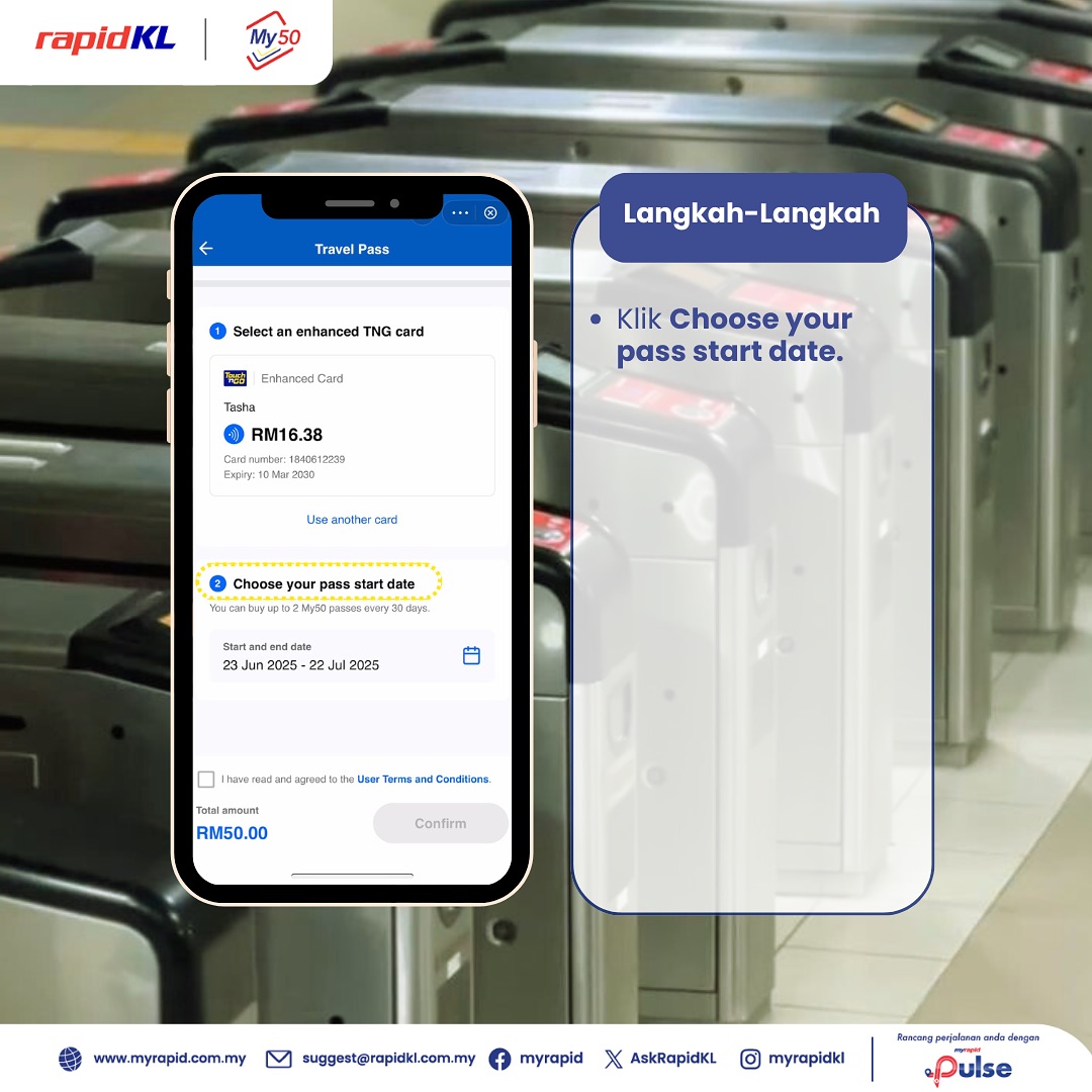 Langkah-Langkah Beli Pas My50 Guna TNG eWallet