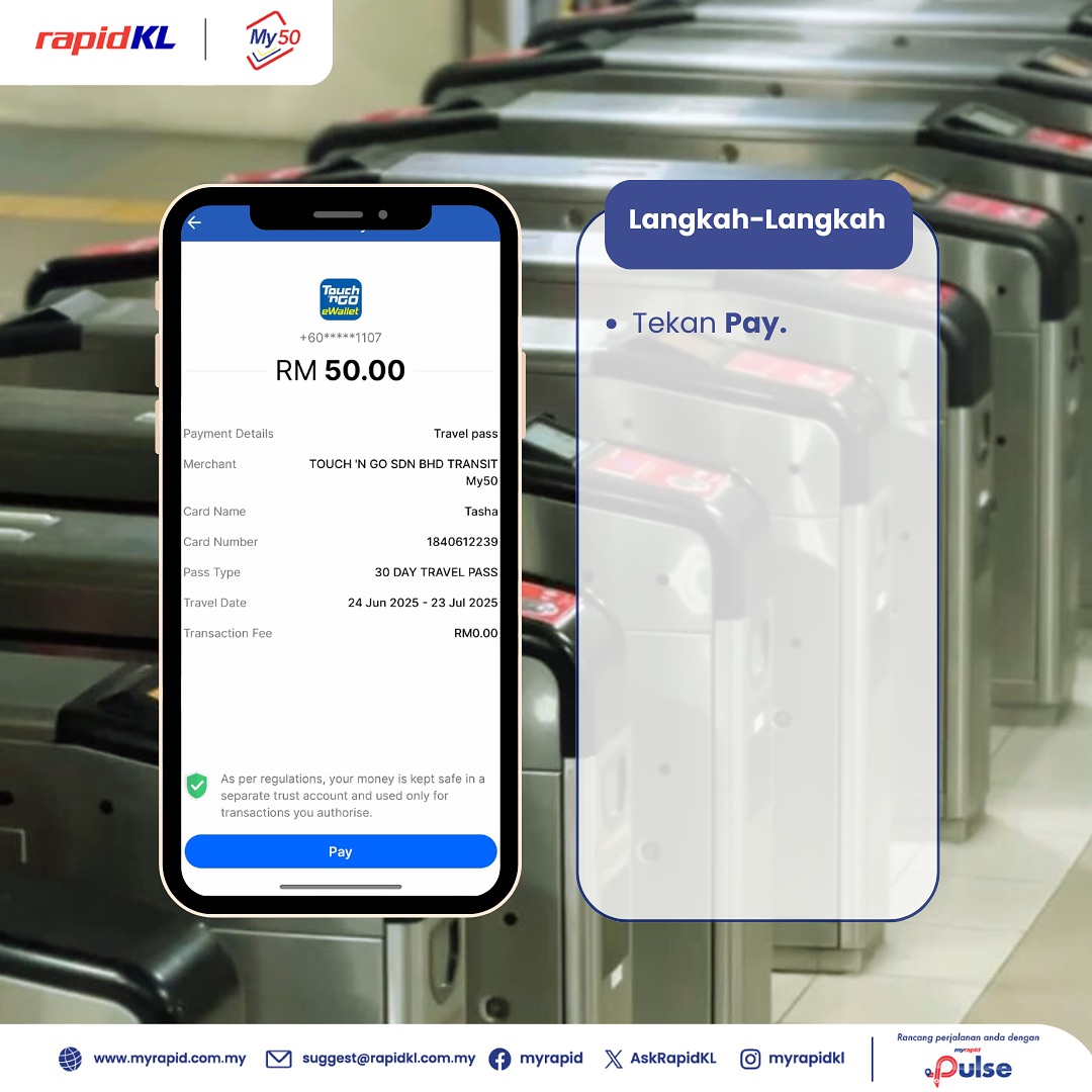 Langkah-Langkah Beli Pas My50 Guna TNG eWallet